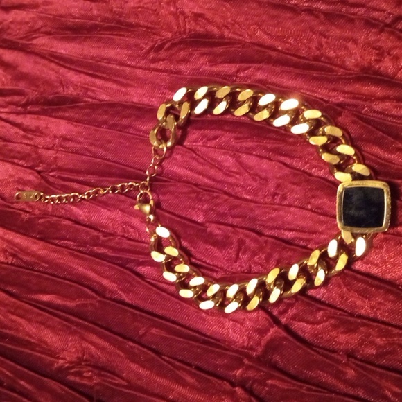 custom | Jewelry | 8 K Gold Onyx Chain Bracelet | Poshmark
